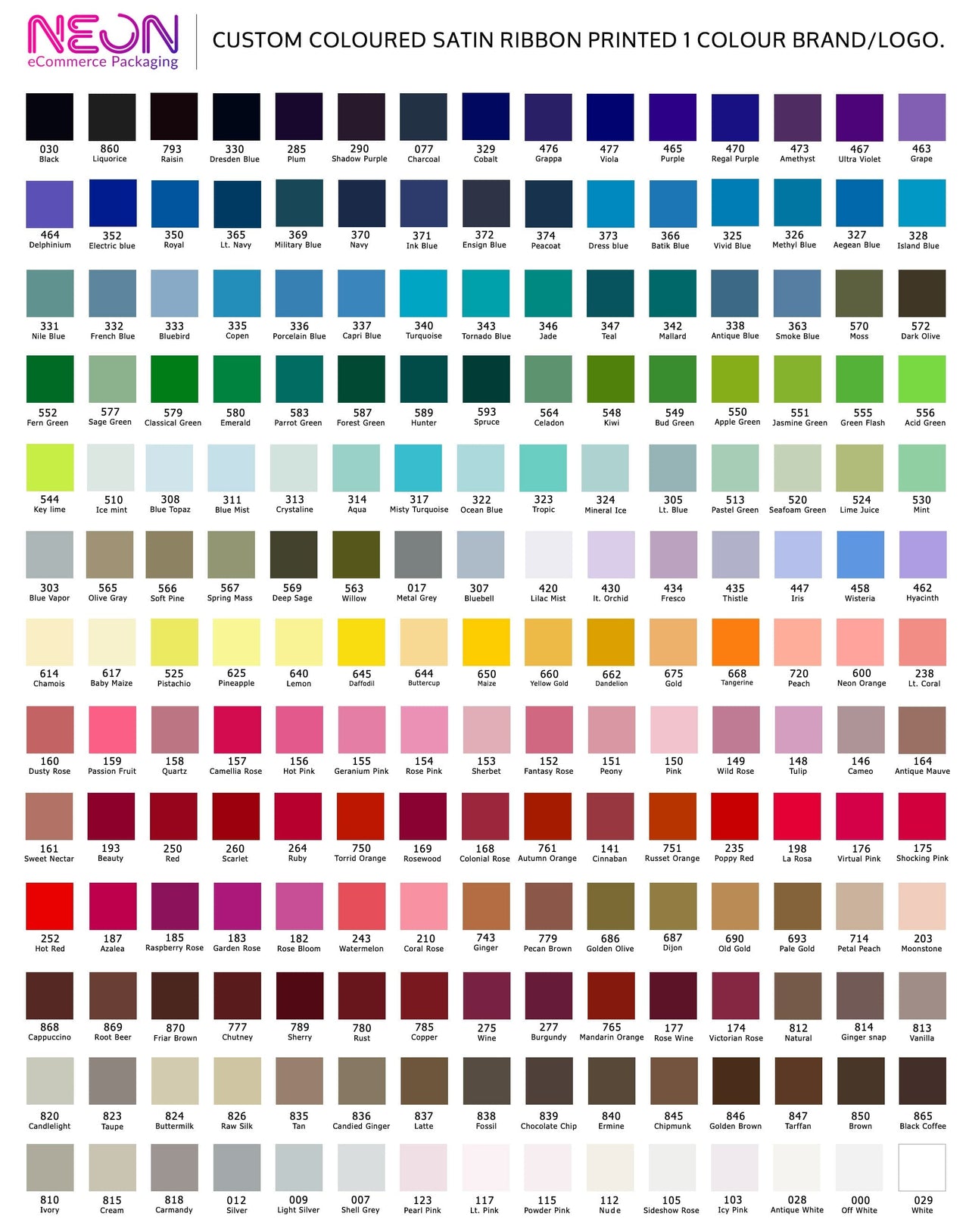 Personalised Coloured Ribbon - Custom Branded | NEON Packaging